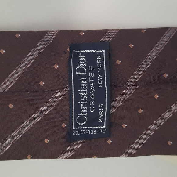 Dior | Accessories | Christian Dior Necktie Brown Striped Diamond ...